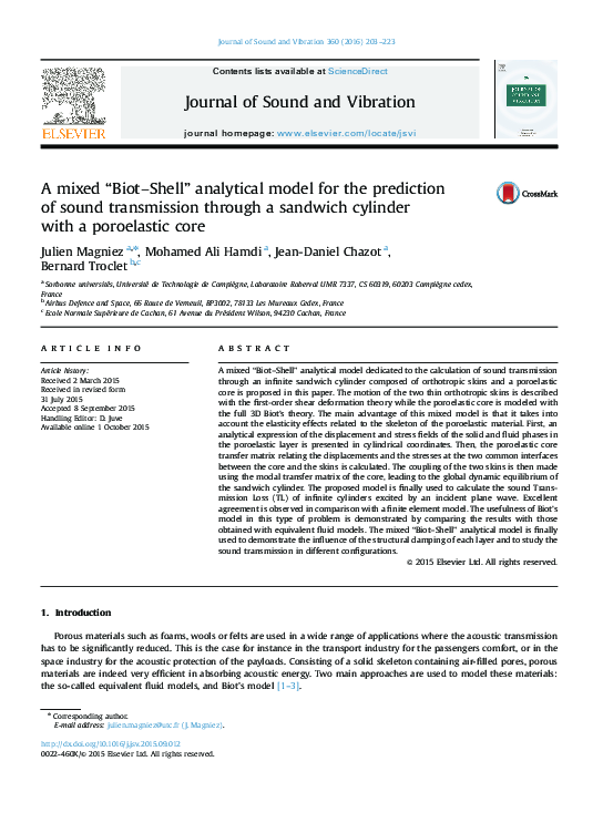 (PDF) A mixed “Biot–Shell” analytical model for the prediction of sound ...