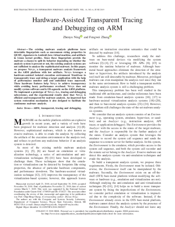 (PDF) Hardware-Assisted Transparent Tracing and Debugging on ARM