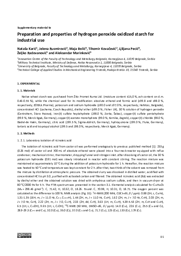 (PDF) Preparation and properties of hydrogen peroxide oxidized starch ...