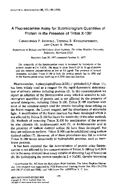 (PDF) A fluorescamine assay for submicrogram quantities of protein in ...