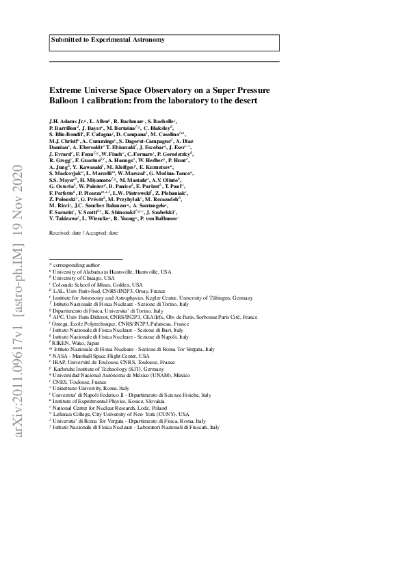 (PDF) Extreme Universe Space Observatory on a Super Pressure Balloon 1 ...