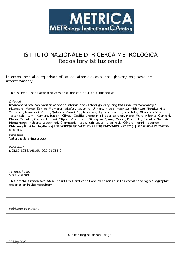 (PDF) Intercontinental comparison of optical atomic clocks through very ...