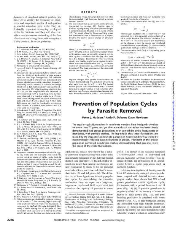 (PDF) Prevention of Population Cycles by Parasite Removal