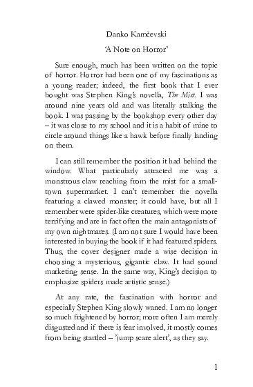 (PDF) A Note on Horror