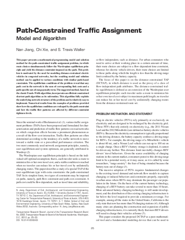 (PDF) Path-Constrained Traffic Assignment