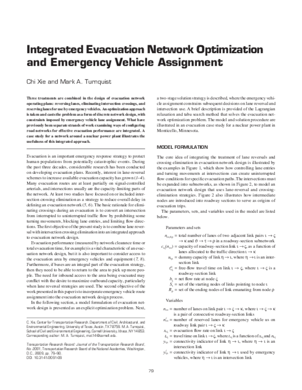 (PDF) Integrated Evacuation Network Optimization and Emergency Vehicle Assignment