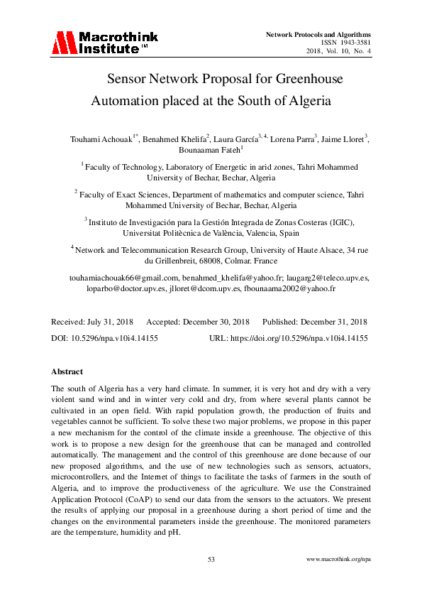 (PDF) Sensor Network Proposal for Greenhouse Automation placed at the ...