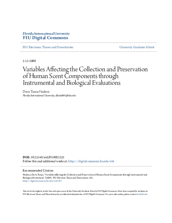 (PDF) Variables Affecting the Collection and Preservation of Human ...