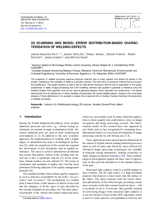 (PDF) 3D Scanning and Model Error Distribution-Based Characterisation ...