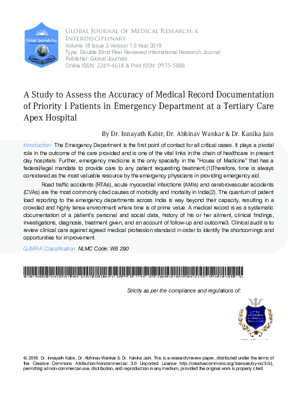 (PDF) A Study to Assess the Accuracy of Medical Record Documentation of ...