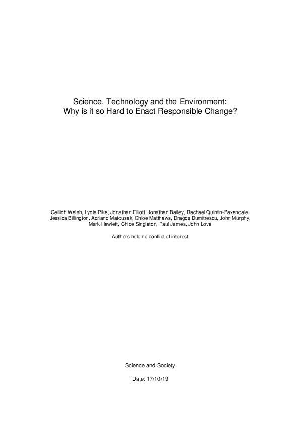 (PDF) Barriers to Responsible Environmental Change