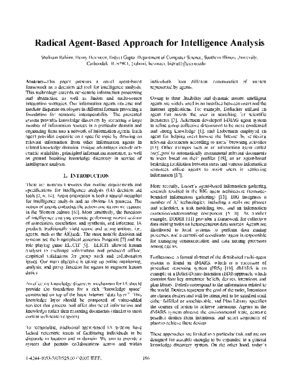 (PDF) Radical Agent-Based Approach for Intelligence Analysis