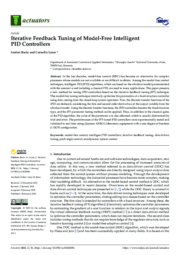 (PDF) Iterative Feedback Tuning of Model-Free Intelligent PID Controllers