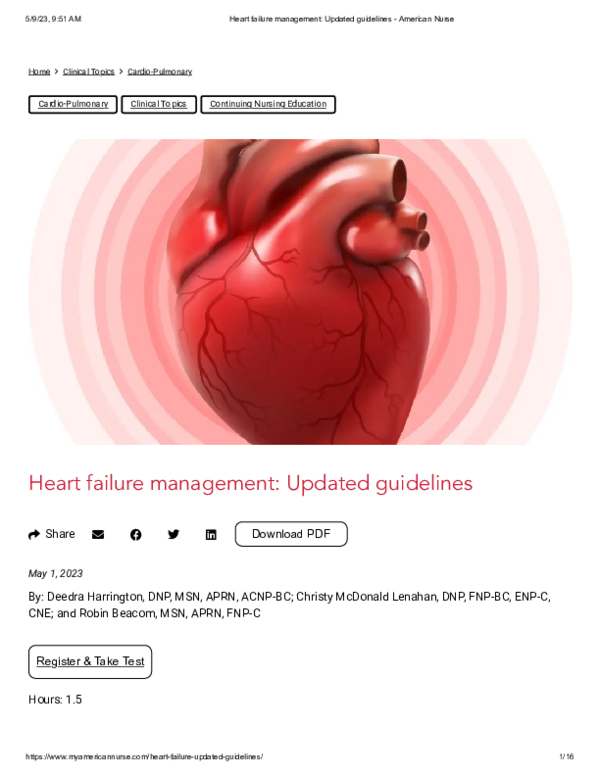 (PDF) Heart Failure management: Updated guidelines