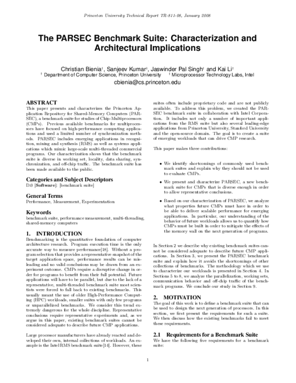 (PDF) The PARSEC benchmark suite