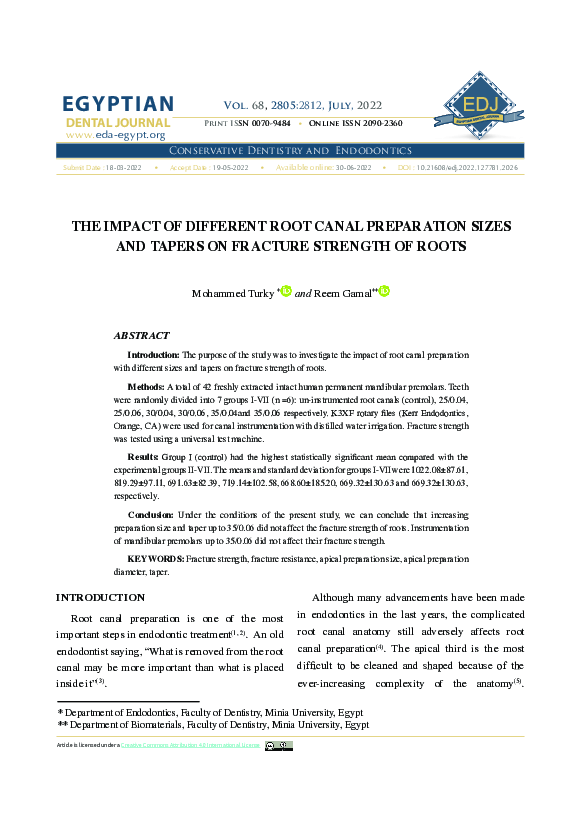 (PDF) The impact of different root canal preparation sizes and tapers ...