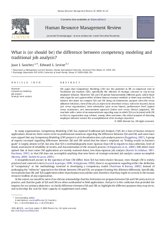 (PDF) What is (or should be) the difference between competency modeling ...
