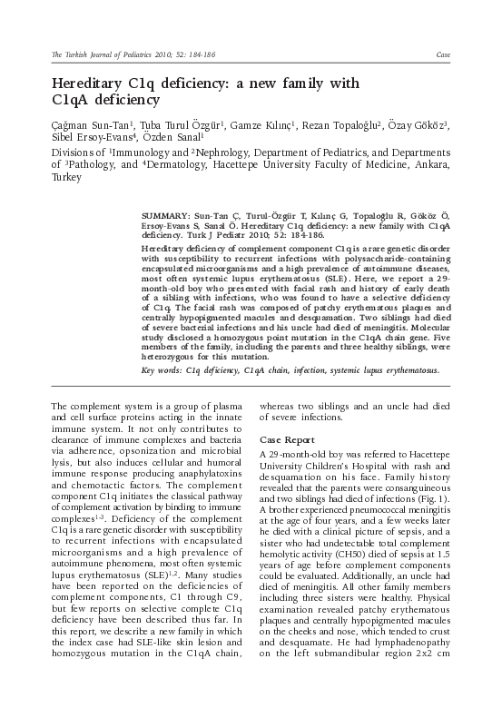 (PDF) Hereditary C1q deficiency: a new family with C1qA deficiency ...