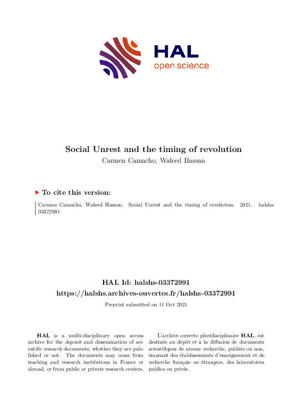 Social Unrest and the timing of revolution