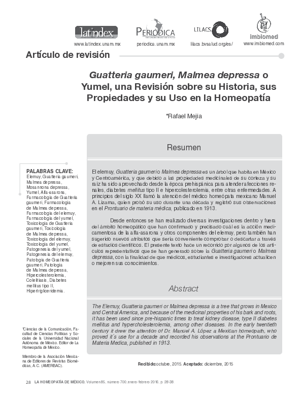 (PDF) Guatteria gaumeri, Malmea depressa o Yumel, una revisión sobre su ...