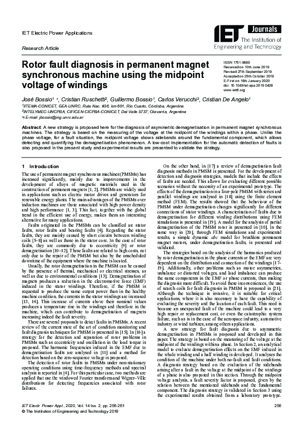 Pdf Rotor Fault Diagnosis In Permanent Magnet Synchronous Machine