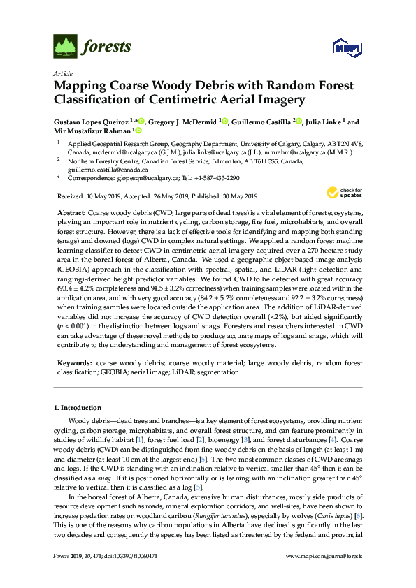 (PDF) Mapping Coarse Woody Debris with Random Forest Classification of ...