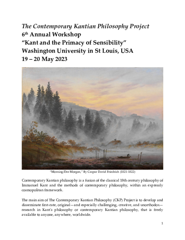 (PDF) The 6th Annual Workshop of The Contemporary Kantian Philosophy ...