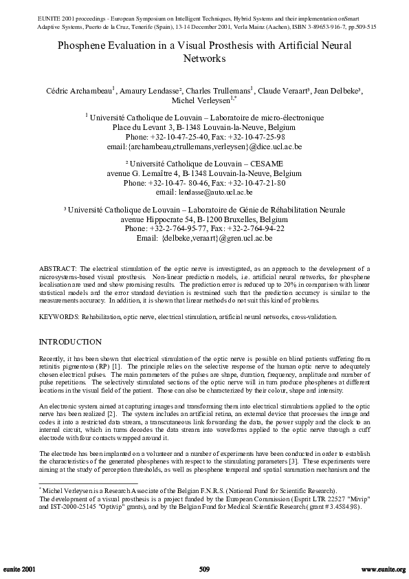 (PDF) Phosphene evaluation in a visual prosthesis with artificial ...