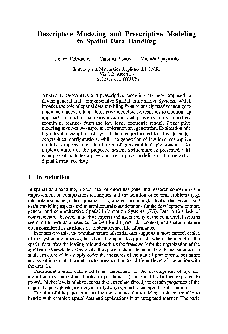 (PDF) Descriptive modeling and prescriptive modeling in spatial data handling