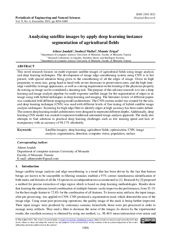 (PDF) Analyzing satellite images by apply deep learning instance segmentation of agricultural fields