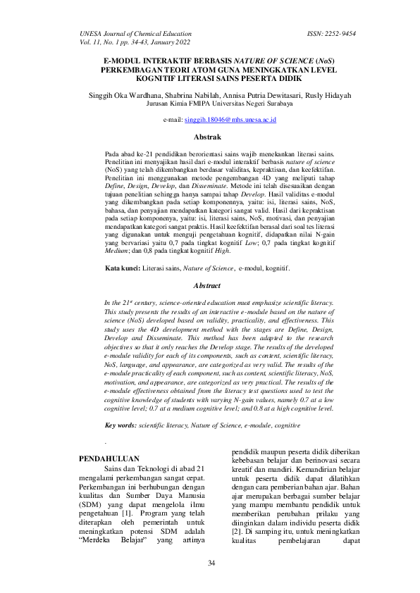 (PDF) E-Modul Interaktif Berbasis Nature of Science (Nos) Perkembagan ...