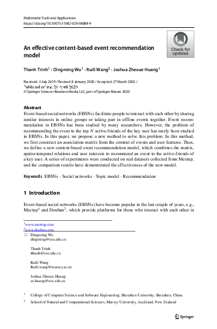 (PDF) An effective content-based event recommendation model