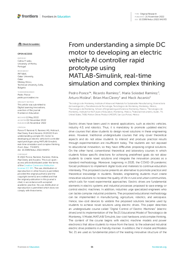 (PDF) From understanding a simple DC motor to developing an electric vehicle AI controller rapid ...