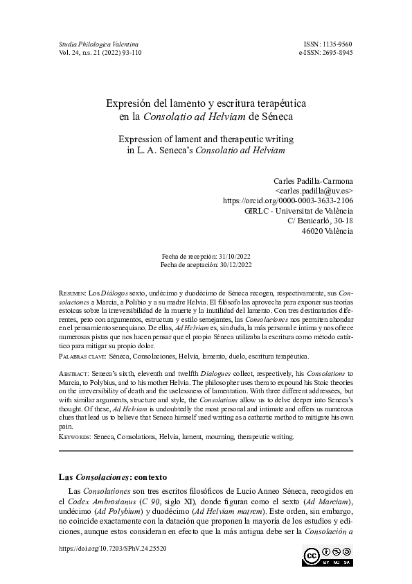 (PDF) Expresión del lamento y escritura terapéutica en la Consolatio ad ...