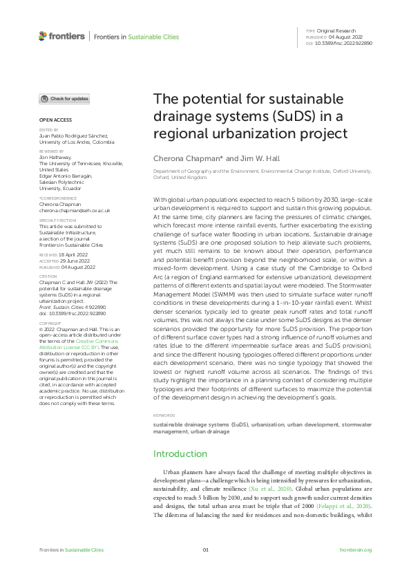 (PDF) The potential for sustainable drainage systems (SuDS) in a ...