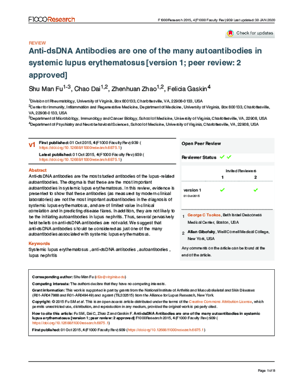 (PDF) Anti-dsDNA Antibodies are one of the many autoantibodies in ...