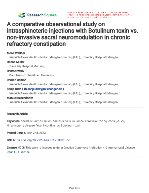 (PDF) A comparative observational study on intrasphincteric injections ...