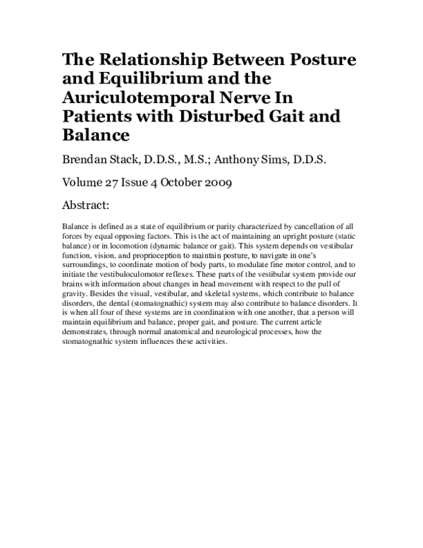 (PDF) The relationship between posture and equilibrium and the ...