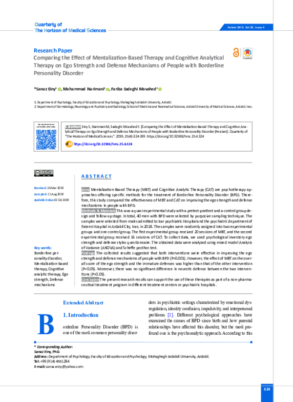 (PDF) Comparing the Effectiveness of Mentalization-Based Therapy and ...
