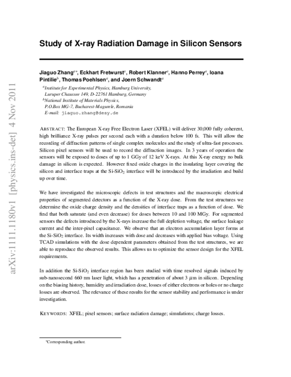 (PDF) Study of X-ray radiation damage in silicon sensors