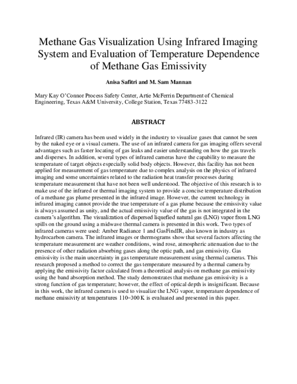 (PDF) Methane Gas Visualization Using Infrared Imaging System and ...