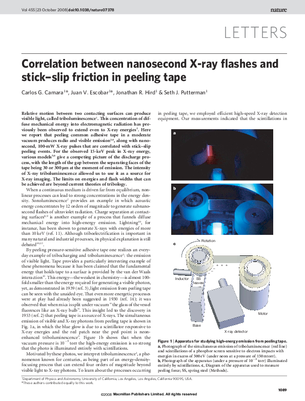 (PDF) Correlation between nanosecond X-ray flashes and stick–slip ...