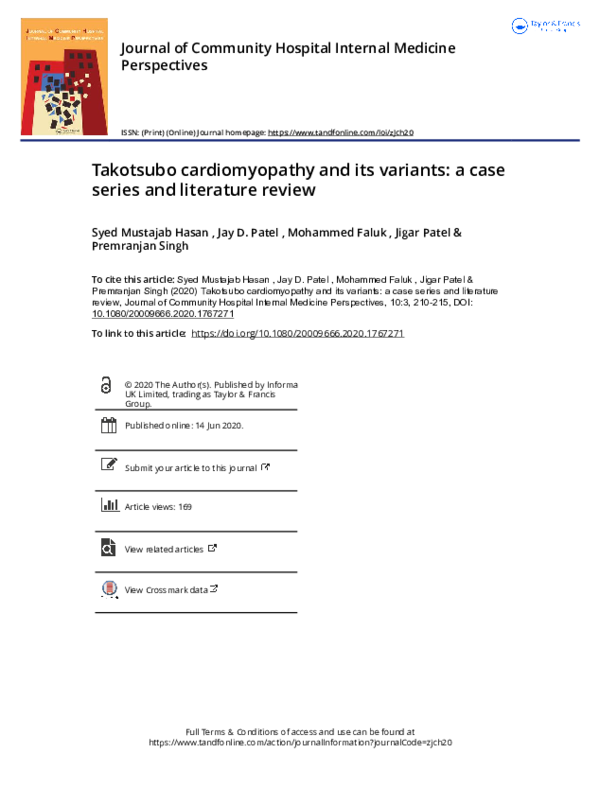 (PDF) Takotsubo cardiomyopathy and its variants: a case series and literature review