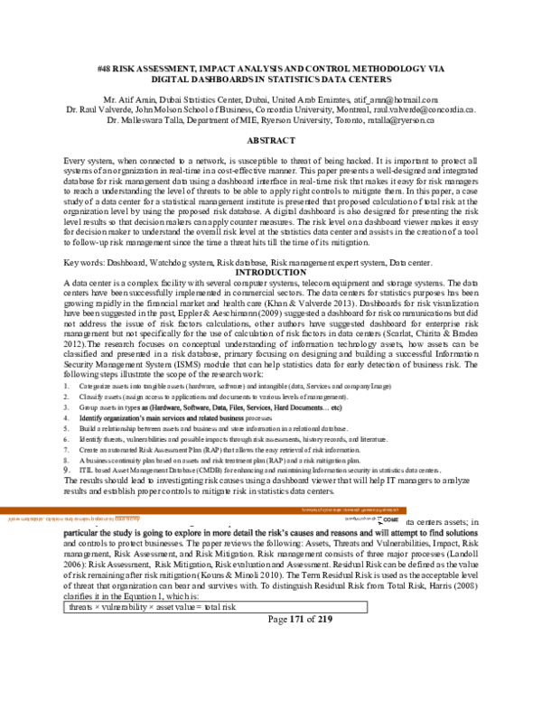 (PDF) Risk Assessment, Impact Analysis and Control Methodology Via ...