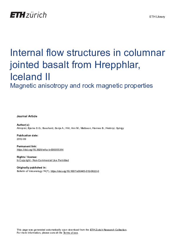 (PDF) Internal flow structures in columnar jointed basalt from ...