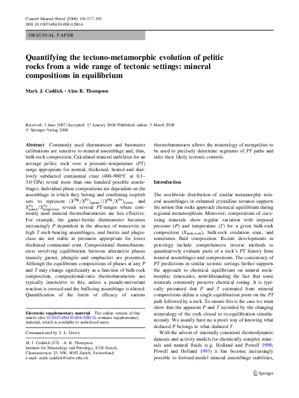 (PDF) Quantifying the tectono-metamorphic evolution of pelitic rocks ...