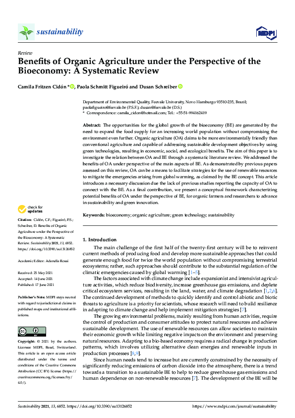 (PDF) Benefits of Organic Agriculture under the Perspective of the ...