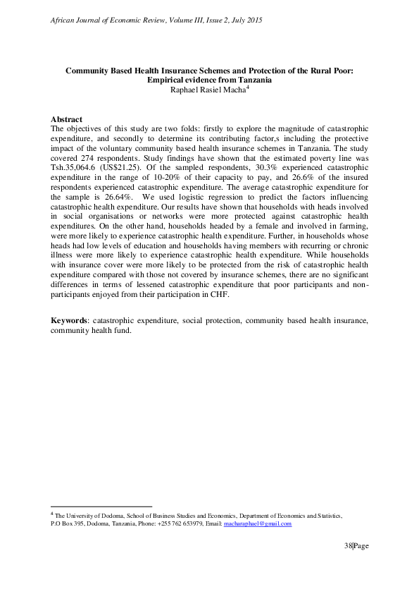 (PDF) Community Based Health Insurance Schemes and Protection of the ...