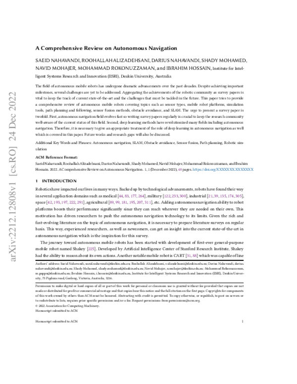 (PDF) A Comprehensive Review on Autonomous Navigation