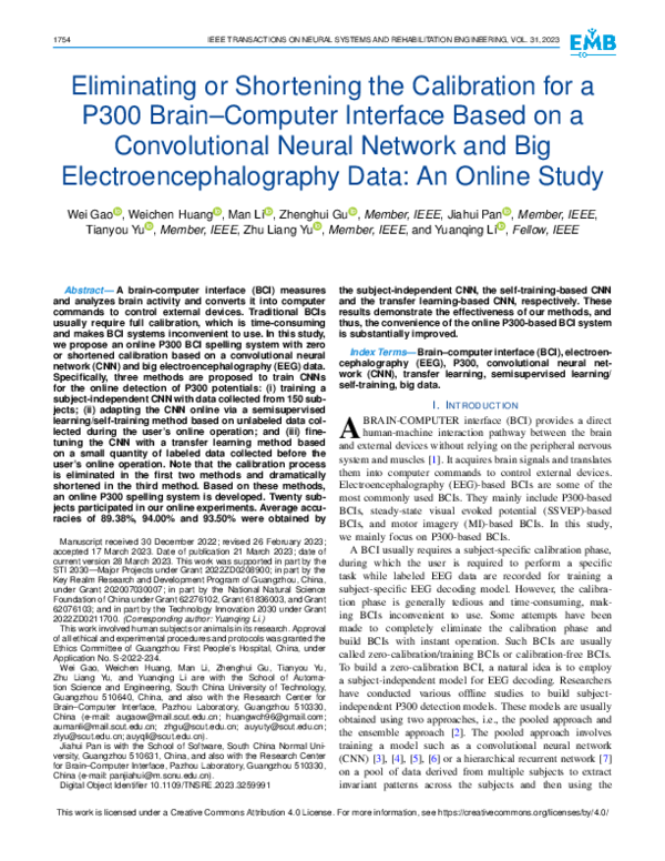 (PDF) Eliminating or Shortening the Calibration for a P300 Brain ...